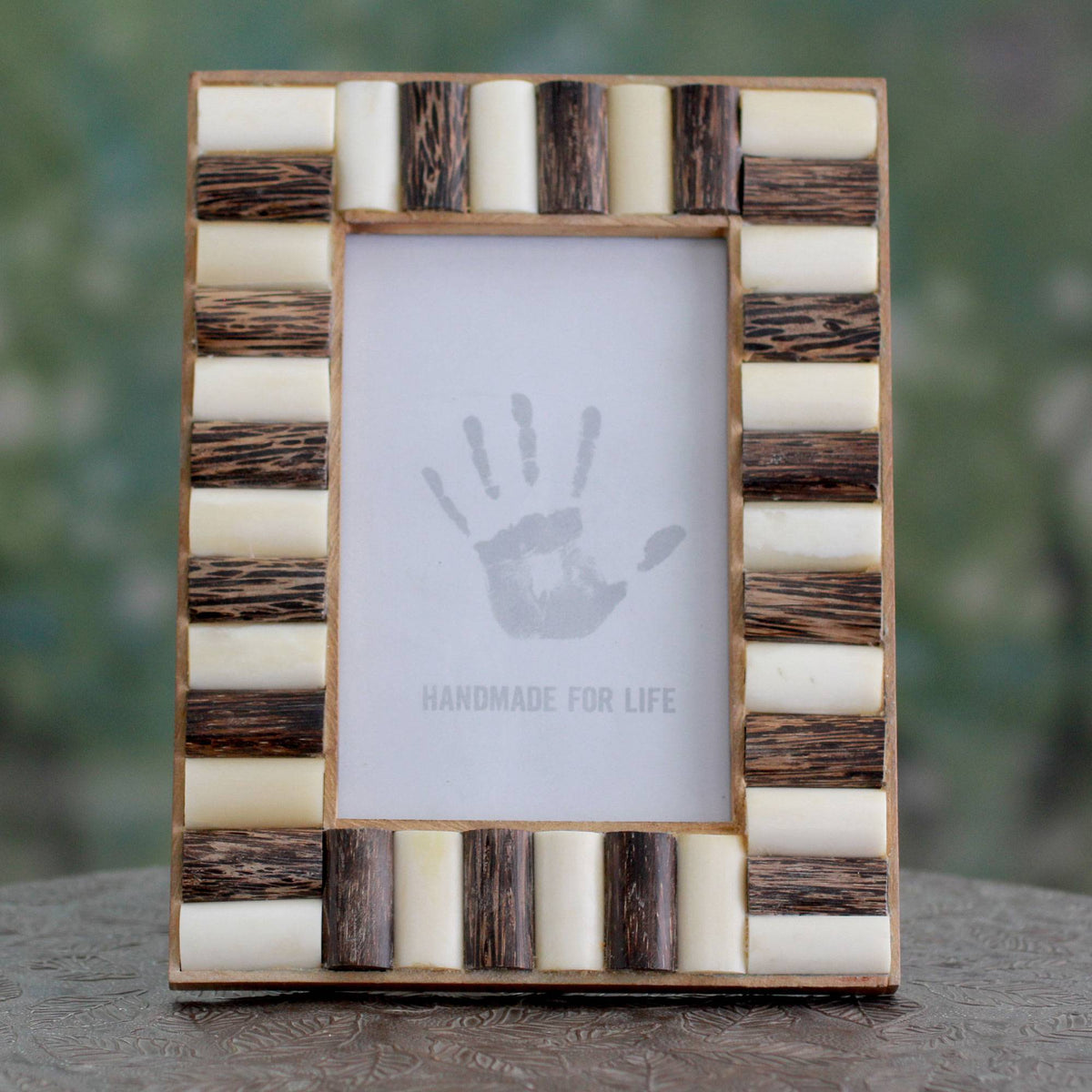 Handcrafted Teak & Bone Picture Frame – Tankard Lane